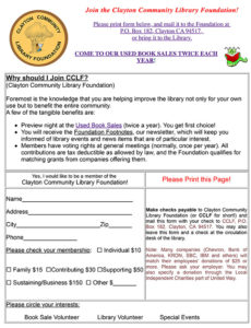 CCLF Membership Form – Clayton Community Library Foundation